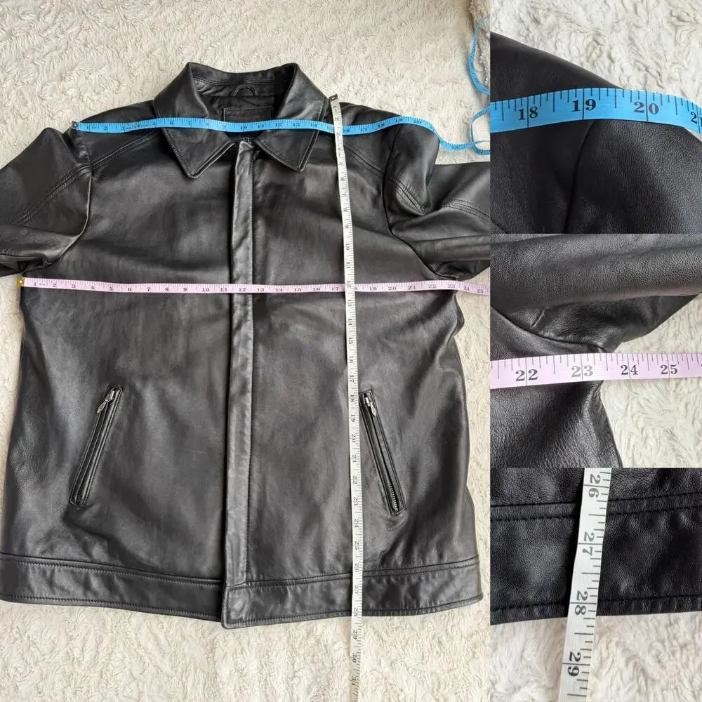 Merona | Jackets & Coats | Vintage Y2k Black Leather Bomber Jacket Coat ...